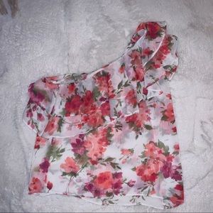 Aqua | Tops | One Shoulder Ruffle Top | Poshmark